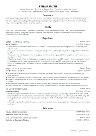 17 Nurse Educator Resume Examples & Guide for 2025