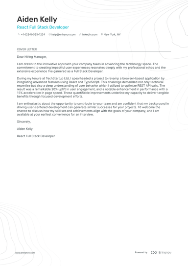 8 Professional React Full Stack Developer Cover Letter Examples and ...