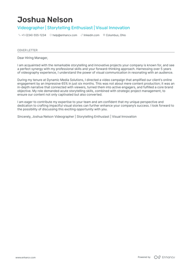7 Professional Video Editor Cover Letter Examples and Template for 2025 ...