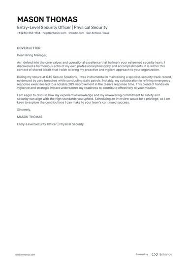 5 Professional Security Officer Cover Letter Examples and Template for ...