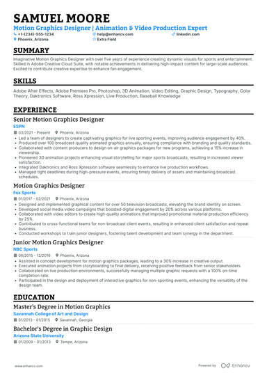 19 Motion Graphics Resume Examples & Guide for 2025