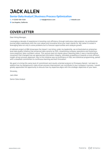 20 Professional Data Analyst Cover Letter Examples and Template for ...