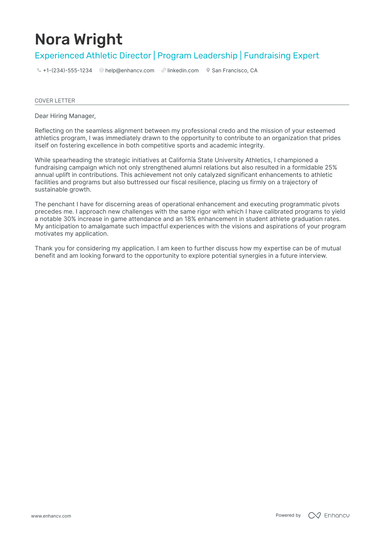 5 Professional Sports Cover Letter Examples and Template for 2025 | Enhancv