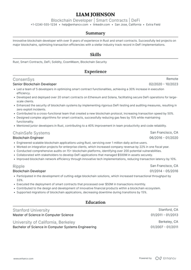 21 Blockchain Developer Resume Examples & Guide for 2025