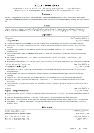 20 Leasing Consultant Resume Examples & Guide for 2025