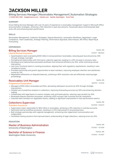 21 Billing Manager Resume Examples & Guide for 2025
