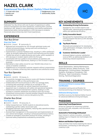 17 Bus Driver Resume Examples & Guide for 2025