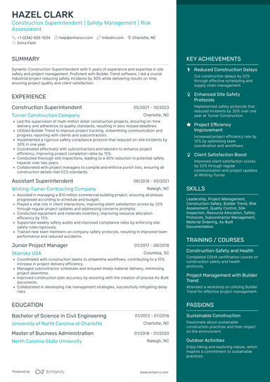21 Construction Superintendent Resume Examples & Guide for 2025