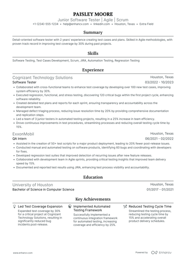 6 Software Tester Resume Examples, Templates & Guide for 2025