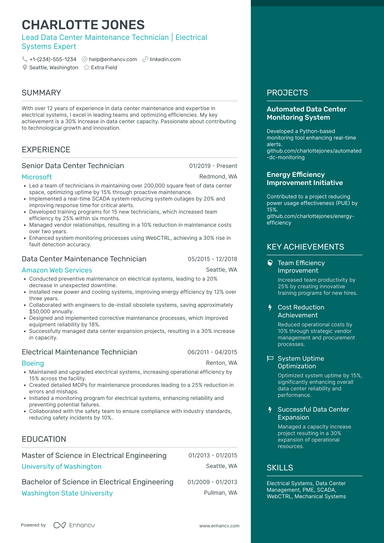 19 Data Center Technician Resume Examples & Guide for 2025