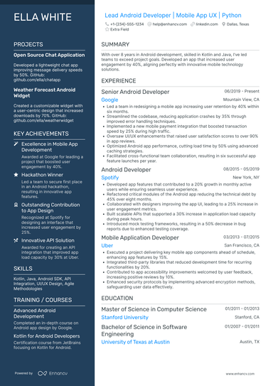 21 Android Developer Resume Examples & Guide for 2025