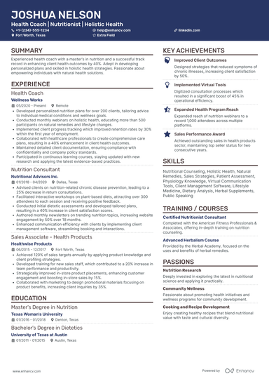 15 Health Coach Resume Examples That Got Jobs for 2025