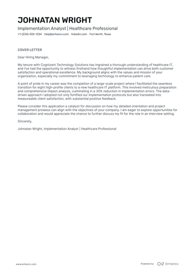 3 Professional Implementation Manager Cover Letter Examples and ...