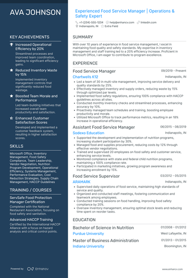 18 Food Service Resume Examples, Templates & Guide for 2025