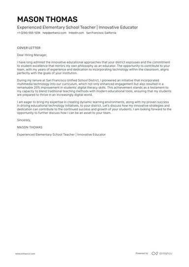 7 Professional Preschool Teacher Cover Letter Examples and Template for ...