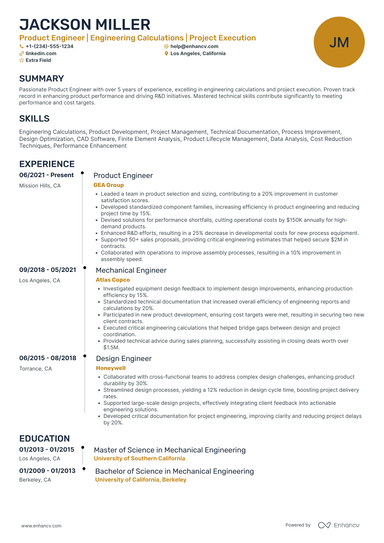 20 Product Engineer Resume Examples & Guide for 2025