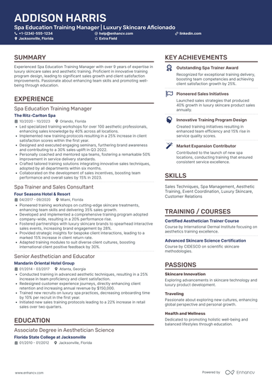 21 Spa Manager Resume Examples That Got Jobs for 2025
