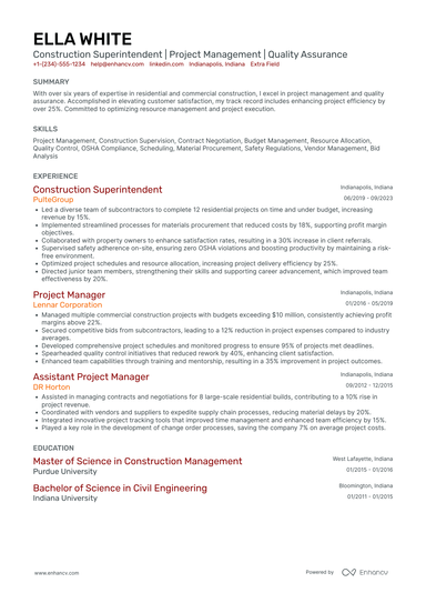 21 Construction Superintendent Resume Examples & Guide for 2025