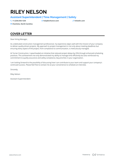 6 Professional Construction Superintendent Cover Letter Examples and ...