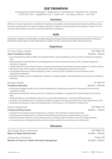20 Compliance Manager Resume Examples & Guide for 2025