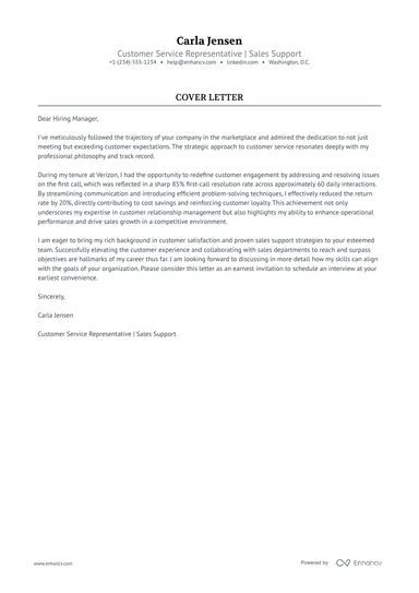 25 Professional Customer Service Cover Letter Examples and Template for ...