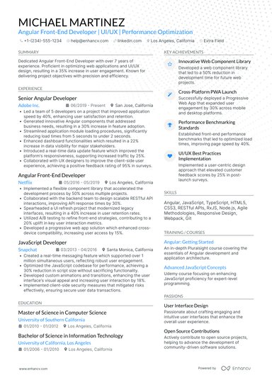 21 Angular Developer Resume Examples & Guide for 2025