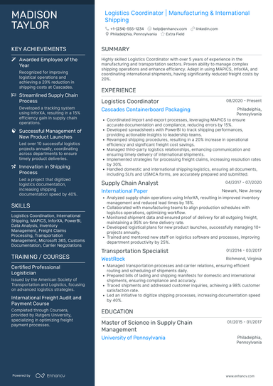 17 Logistics Coordinator Resume Examples & Guide for 2025