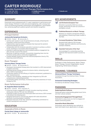 21 Musician Resume Examples That Got Jobs for 2025
