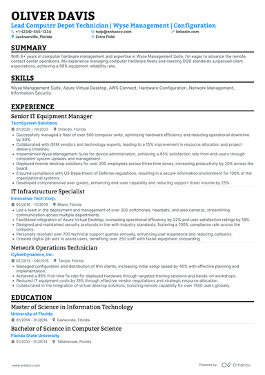 18 Computer Technician Resume Examples & Guide for 2025