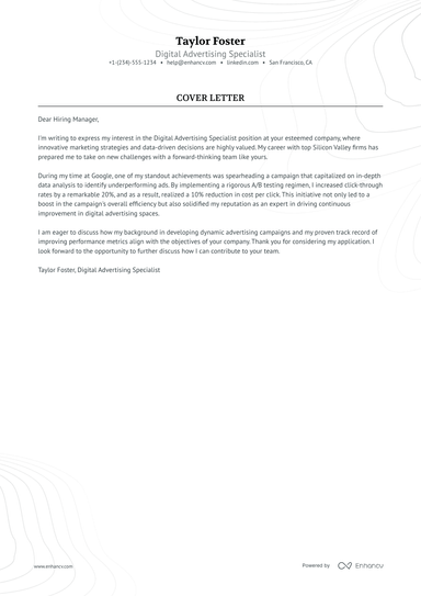 6 Professional Advertising Cover Letter Examples and Template for 2024 ...