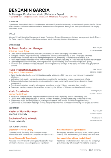 21 Musician Resume Examples That Got Jobs for 2025