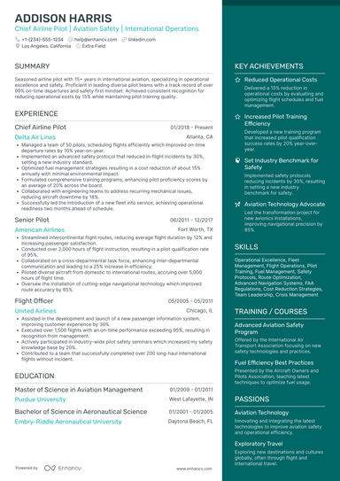 20 Pilot Resume Examples & Guide for 2025