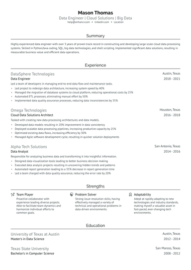 21 Data Engineer Resume Examples & Guide for 2024