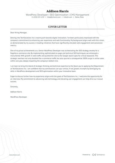 24 Professional Web Developer Cover Letter Examples and Template for ...