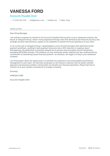 8 Professional Accounts Payable Cover Letter Examples and Template for ...