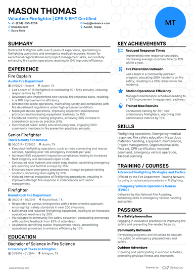 20 Firefighter Resume Examples, Templates & Guide for 2025