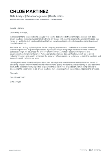 20 Professional Data Analyst Cover Letter Examples and Template for ...