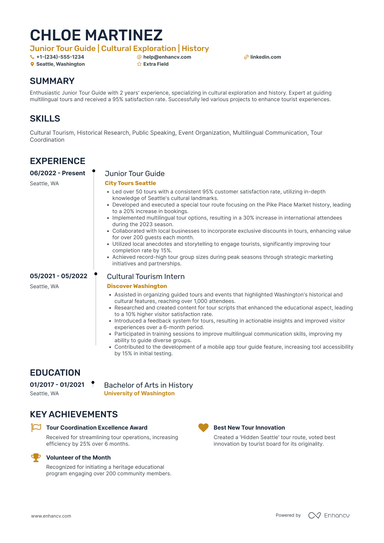 18 Tour Guide Resume Examples & Guide for 2025