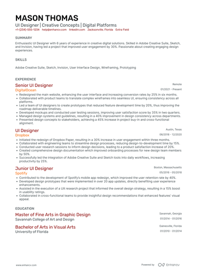 11 UI Designer Resume Examples & Guide for 2025