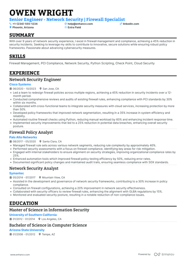 7 Network Security Engineer Resume Examples & Guide for 2025