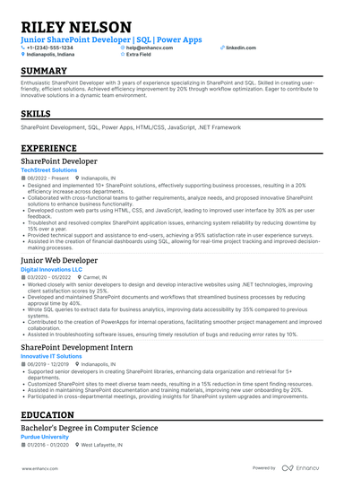 19 Sharepoint Resume Examples & Guide for 2025