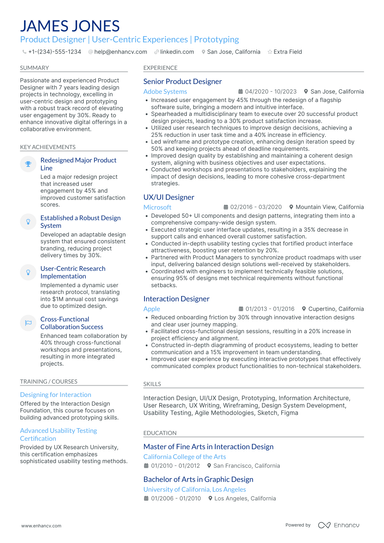21 Product Designer Resume Examples & Guide for 2025