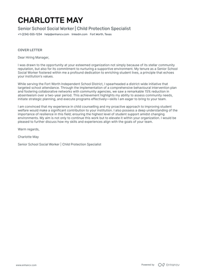 9 Professional Social Worker Cover Letter Examples and Template for ...