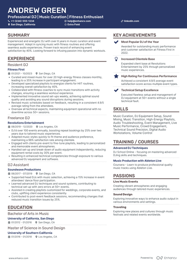 22 DJ Resume Examples & Guide for 2025