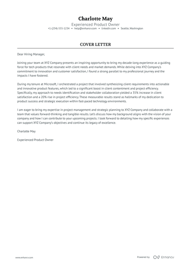 7 Professional Product Owner Cover Letter Examples and Template for ...