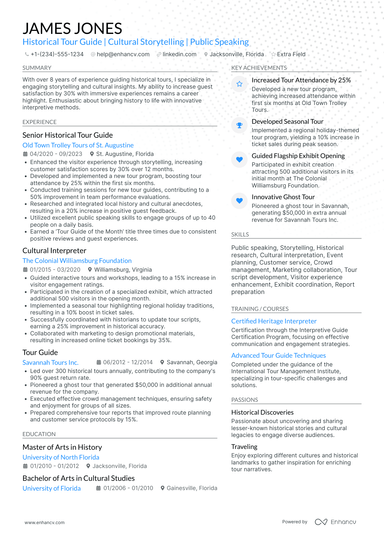 18 Tour Guide Resume Examples & Guide for 2025