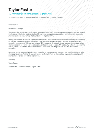 9 Professional Animator Cover Letter Examples and Template for 2024 ...