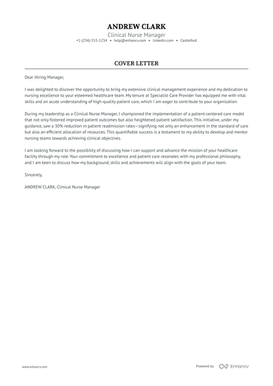 5 Professional Nurse Manager Cover Letter Examples and Template for ...