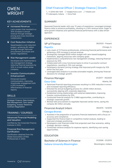 7 Chief Financial Officer Resume Examples & Guide for 2025