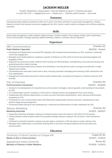 8 Public Relations Specialist Resume Examples & Guide for 2025